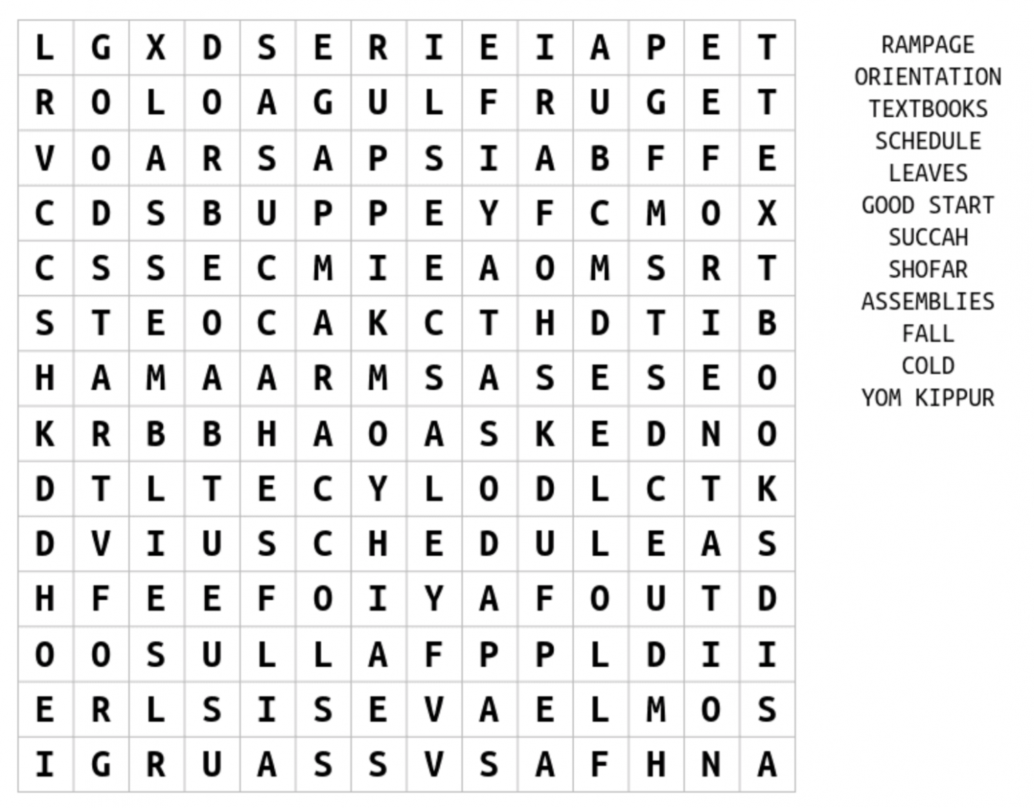 November 2020 Word Search – The Rampage